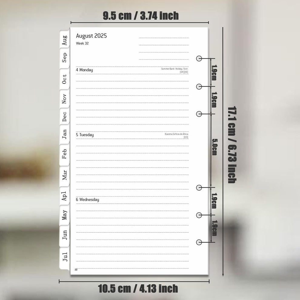 Personal Diary Refill 2025/26, 1 Week, 2 Pages | The Trading Warehouse